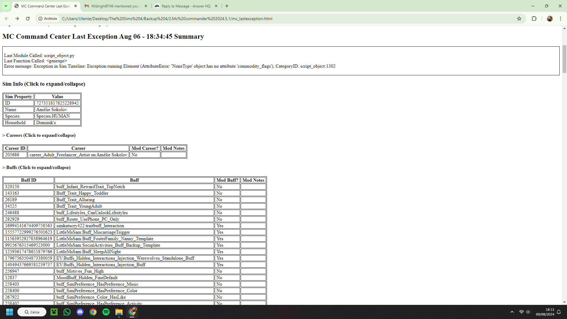 Re: BUG: Better Exceptions UI Exception Report can't find broken mod | EA Forums - 9353467
